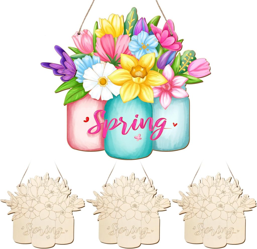 Adult DIY TO-GO Wooden Spring Flowers Sign - Peotone Library